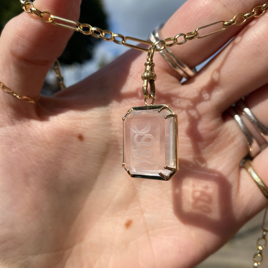 Limited Edition Rose Quartz 'Snake' Intaglio Plaque – metier by tomfoolery
