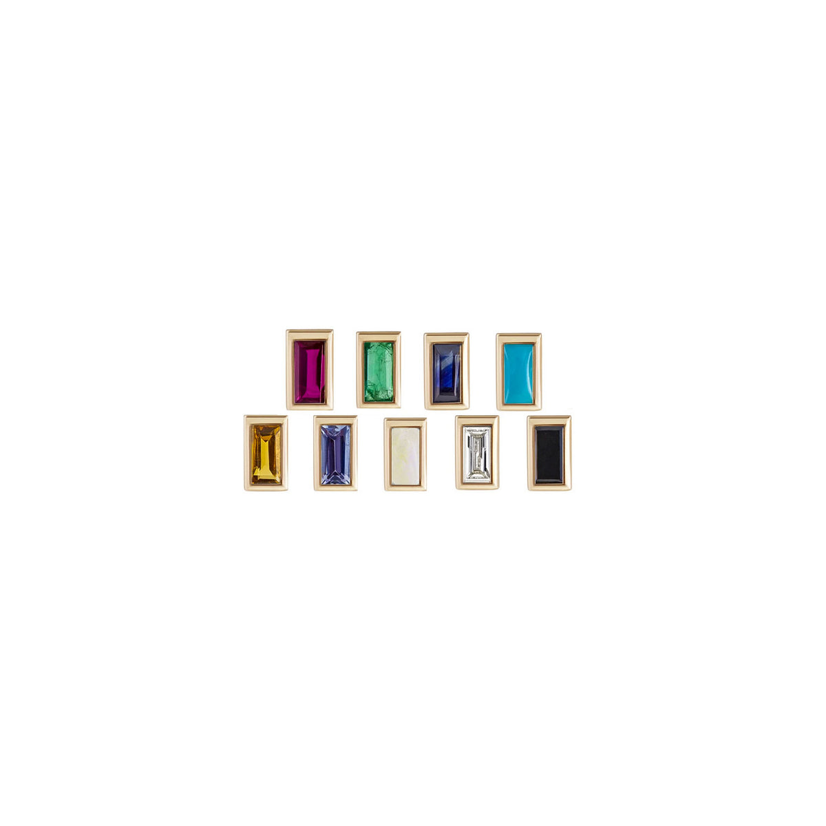 Mini Bezel Set Baguette Gemstone Studs – metier by tomfoolery